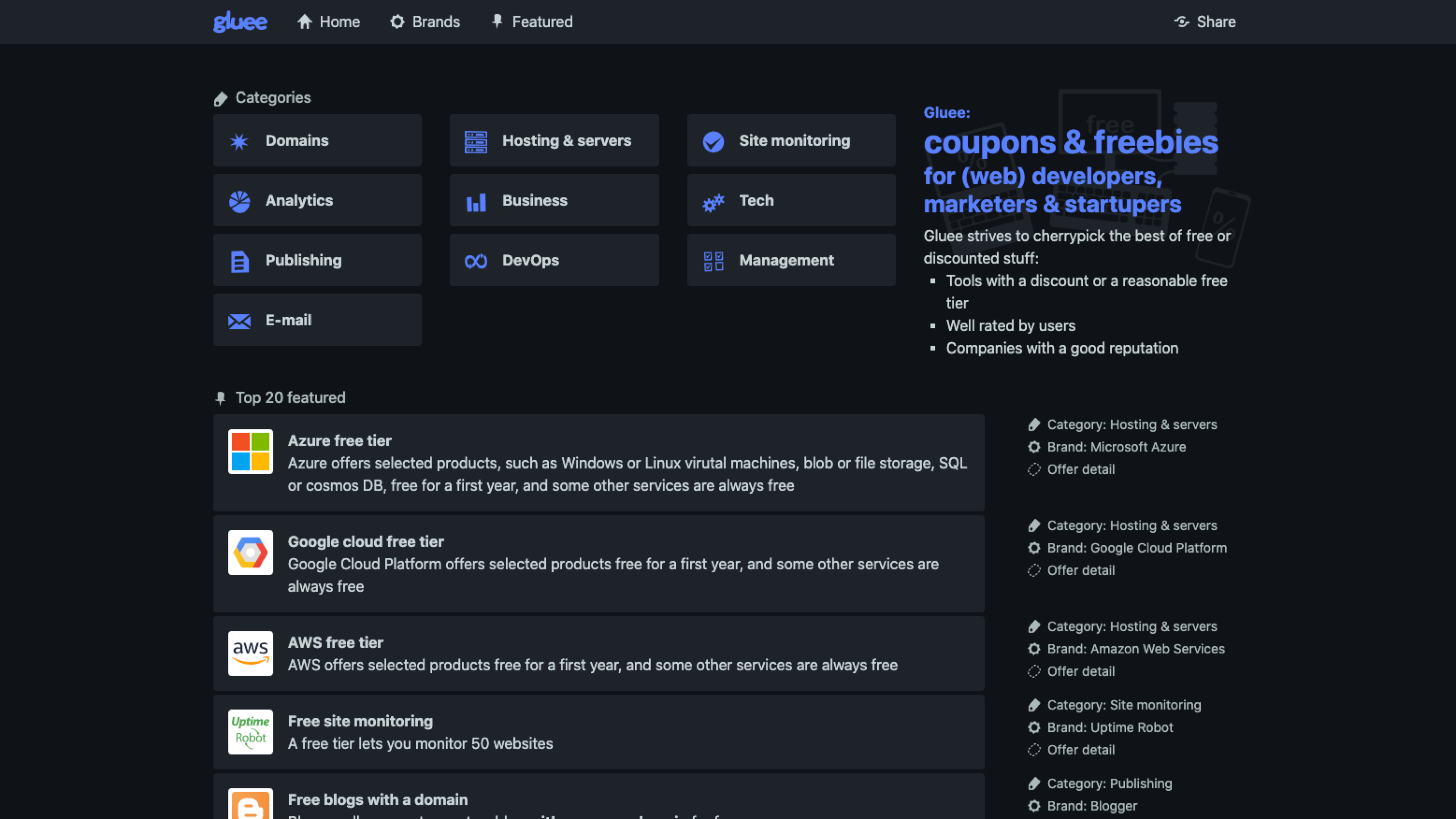 Gluee. Developer discounts and deals. - BuiltWithDot.Net